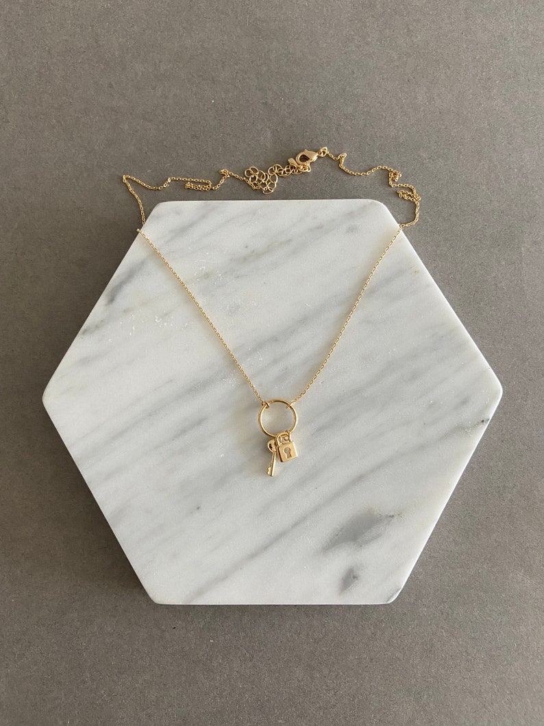 Gold Tiny Mini Lock and Key Necklace - Brass Over 18K Gold Dipped - Etsy
