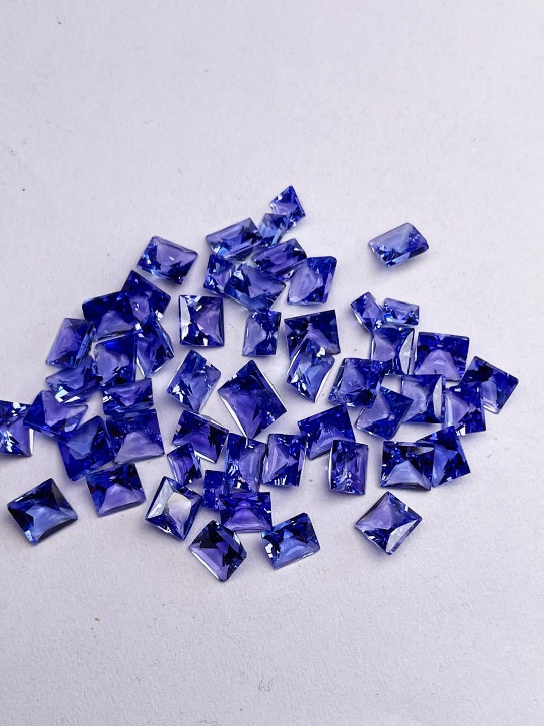 Natural Tanzanite Gemstones – Princess Cut Blue Violet Square Lot (17. ...