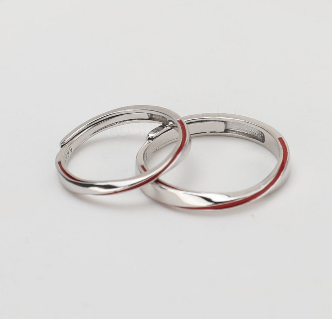 999 STERLING SILVER the Matchmaker's Red String Matching Rings • Free ...