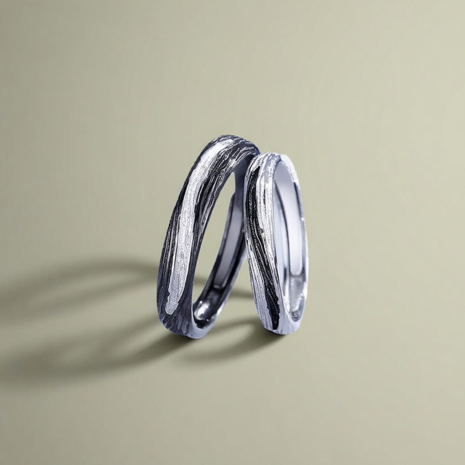 Until We're Gray Together Brushed Finish Matching Rings in Sterling ...