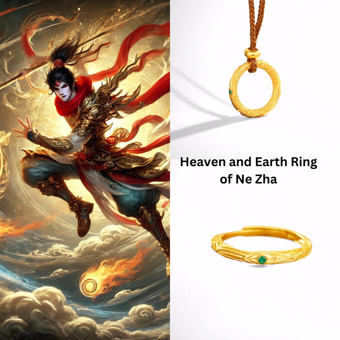 925 STERLING SILVER Ne Zha Heaven and Earth Ring, Universe Ring, Ne Zha ...