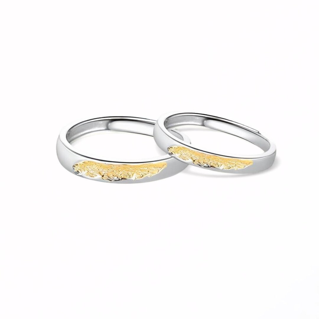 999 Sterling Silver Golden Vow Matching Promise Rings, Adjustable, Free ...