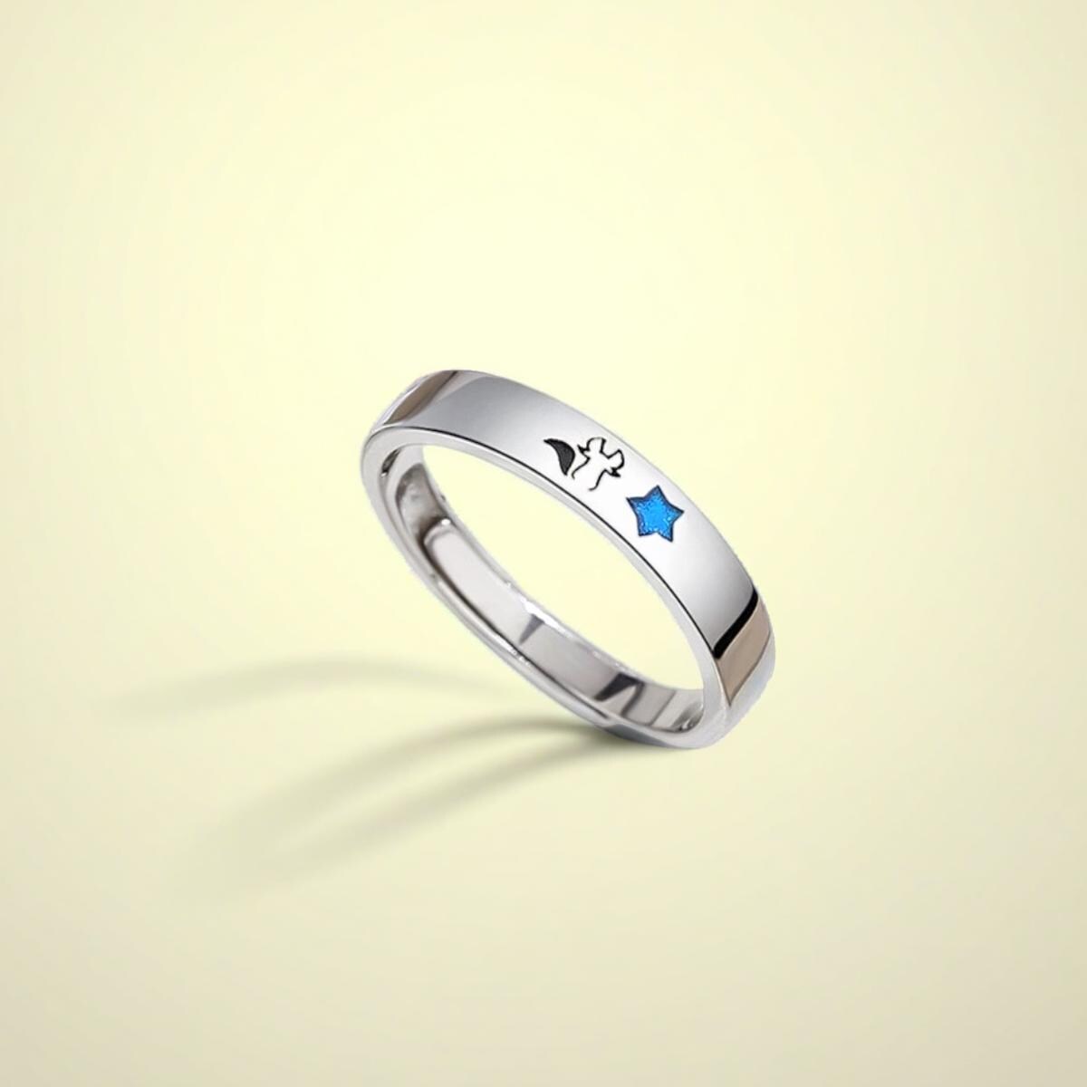 Little Prince & Fox Matching Couple Rings in 925 Sterling Silver, Star ...