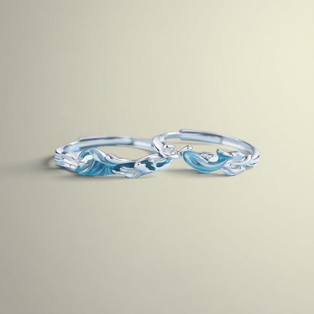 As Whales to the Sea Matching Couple Rings in 925 Sterling Silver ...