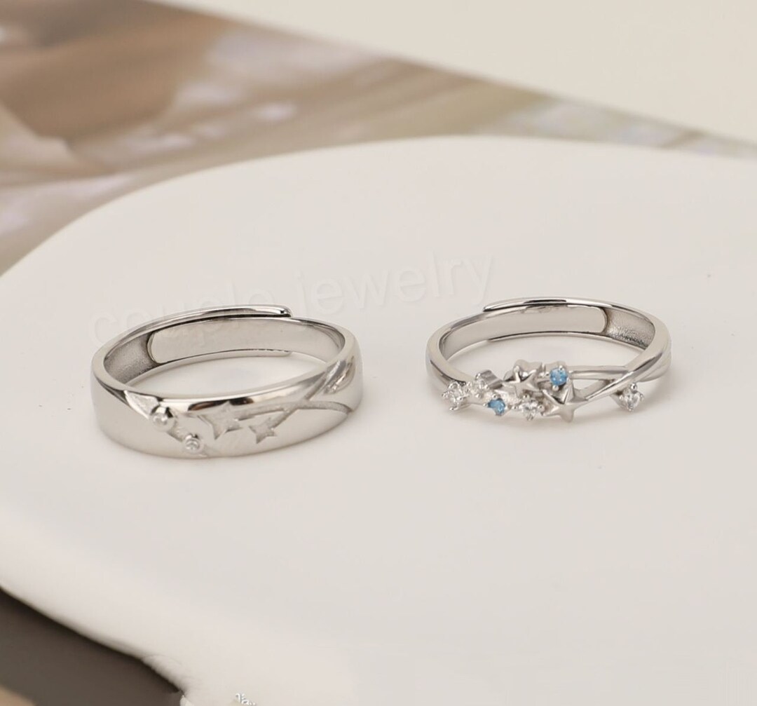 Shooting Star Matching Rings in Solid 925 Sterling Silver - Etsy
