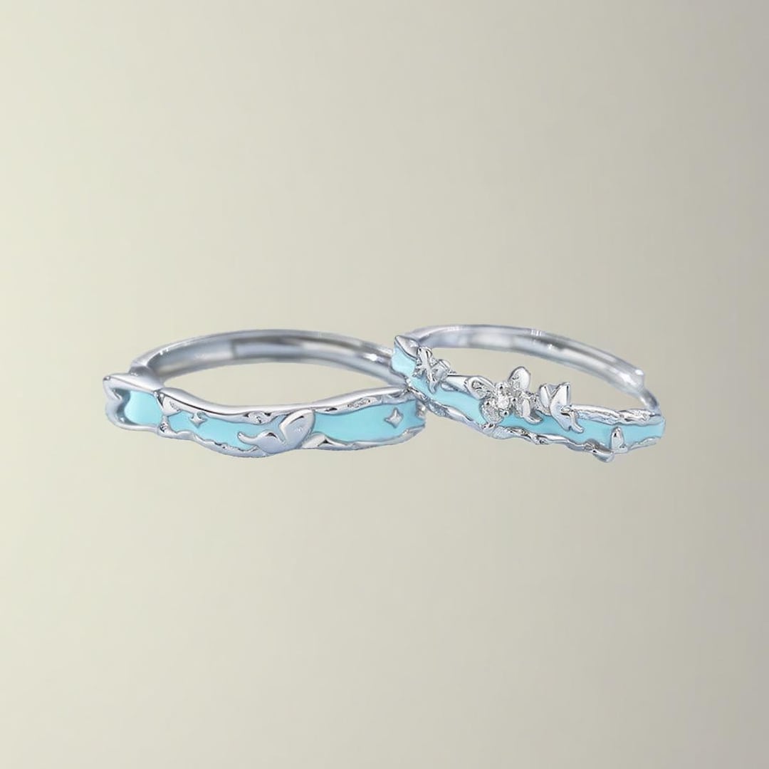 925 Sterling Silver Butterfly Luminous Matching Rings, Free Engraved ...