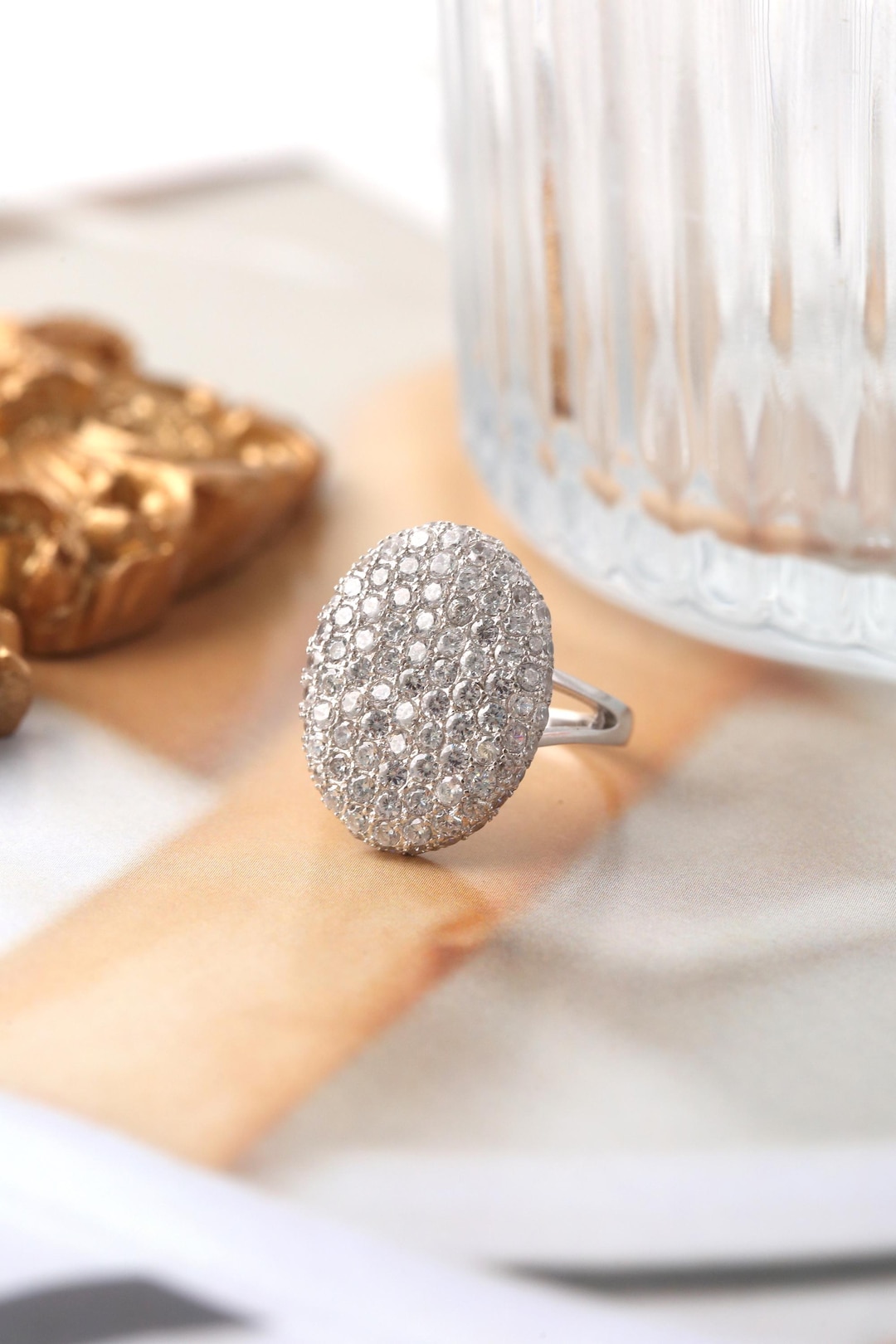 925 STERLING SILVER Twilight Bella Engagement Ring,full CZ Cluster Ring,engraved Ring ...