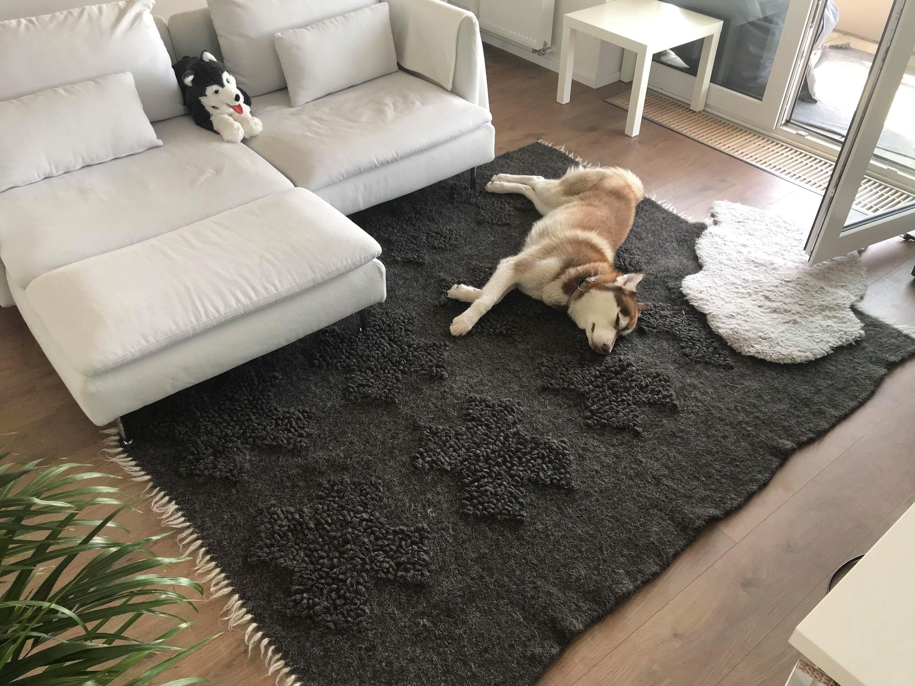 Dark Grey Wool Carpet Grey Wool Rug Bedroom Rug - Etsy