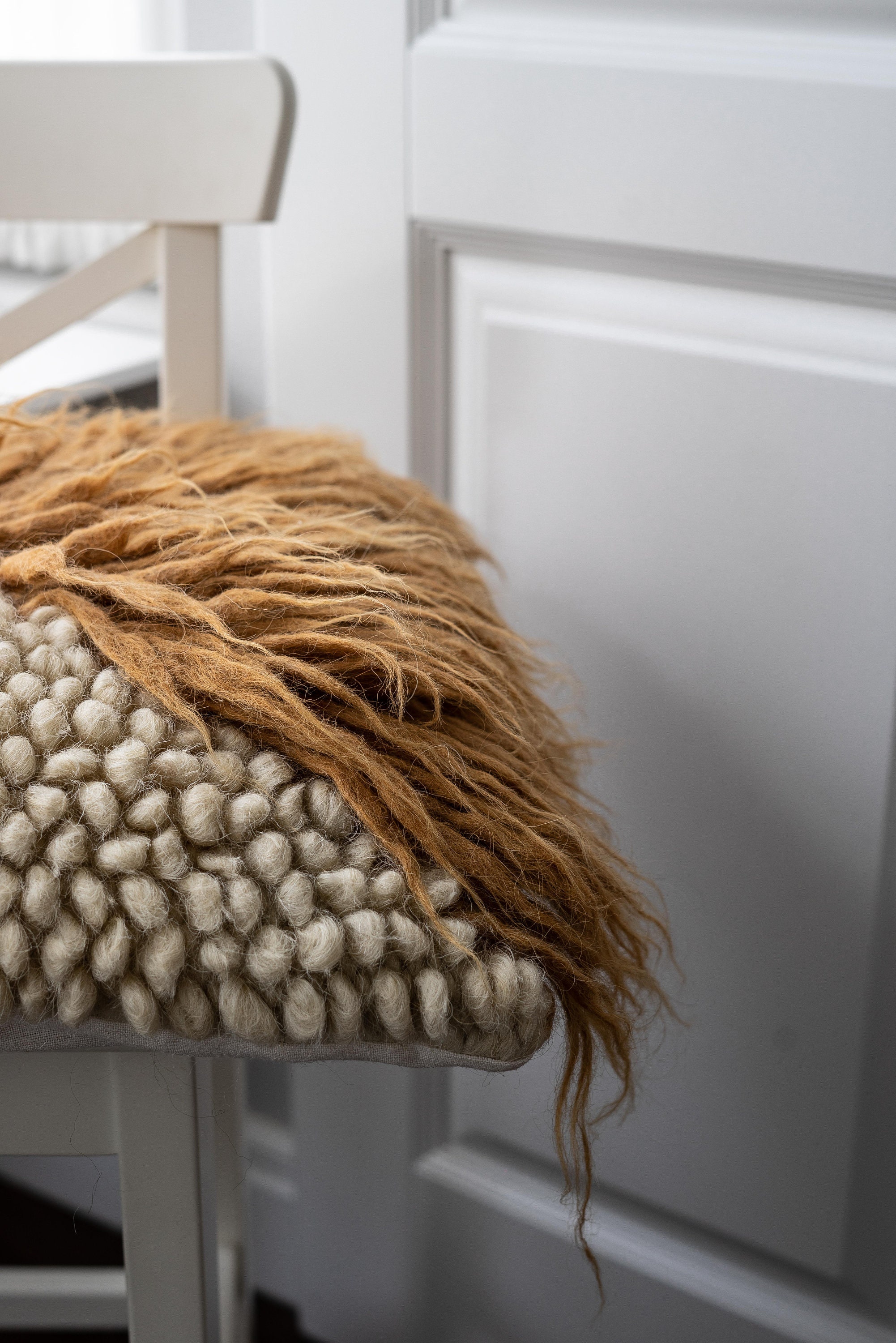 Wool Pillow Organic Wool Pillow Shaggy Wool Pillow Cover Linen Pillow ...