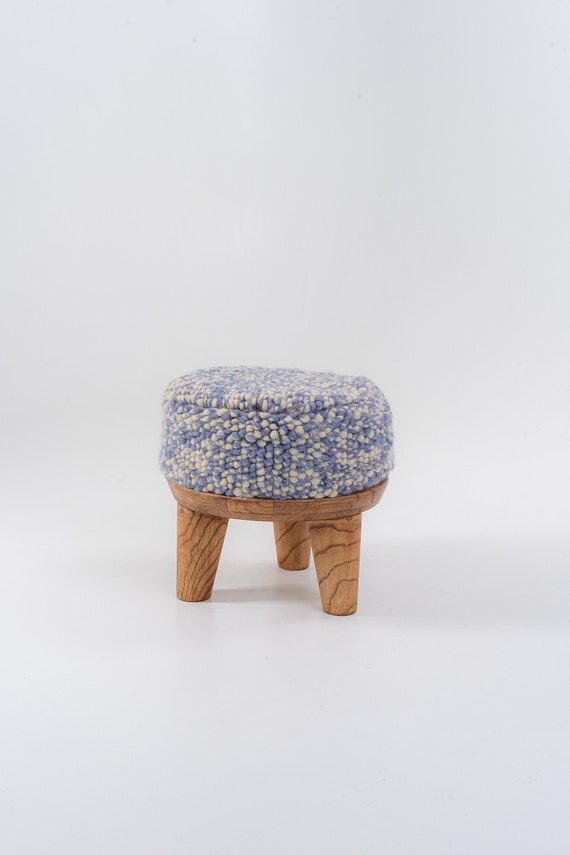 Blue pouf chair Shaggy chair Puff chair Knitted wool pouf | Etsy