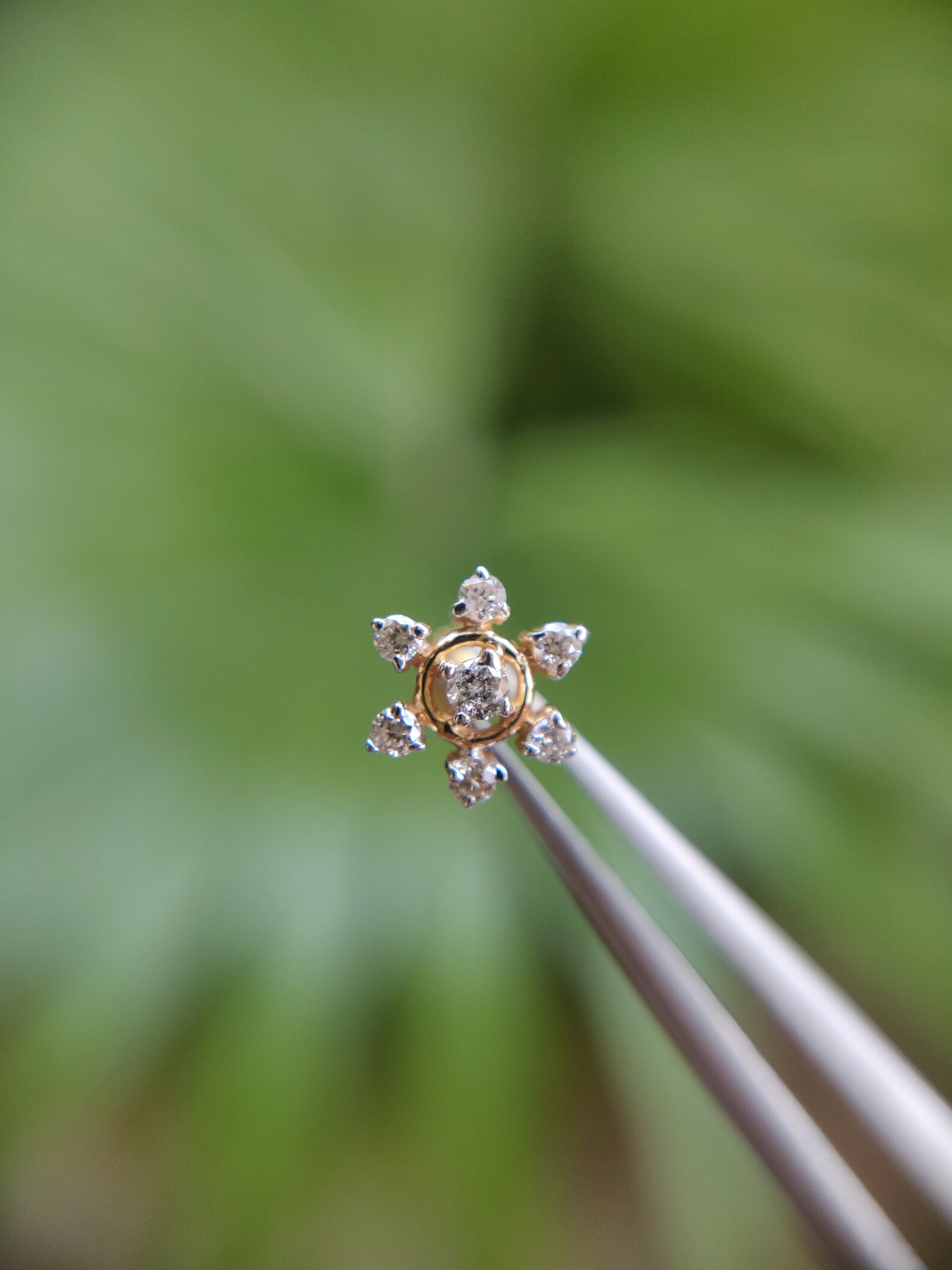 14K 18K Solid Gold Genuine Diamond Snowflake Cartilage Flower - Etsy