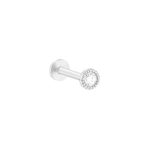 14K Solid Gold Genuine Diamond Scalloped Setting Ear Stud, Cartilage ...