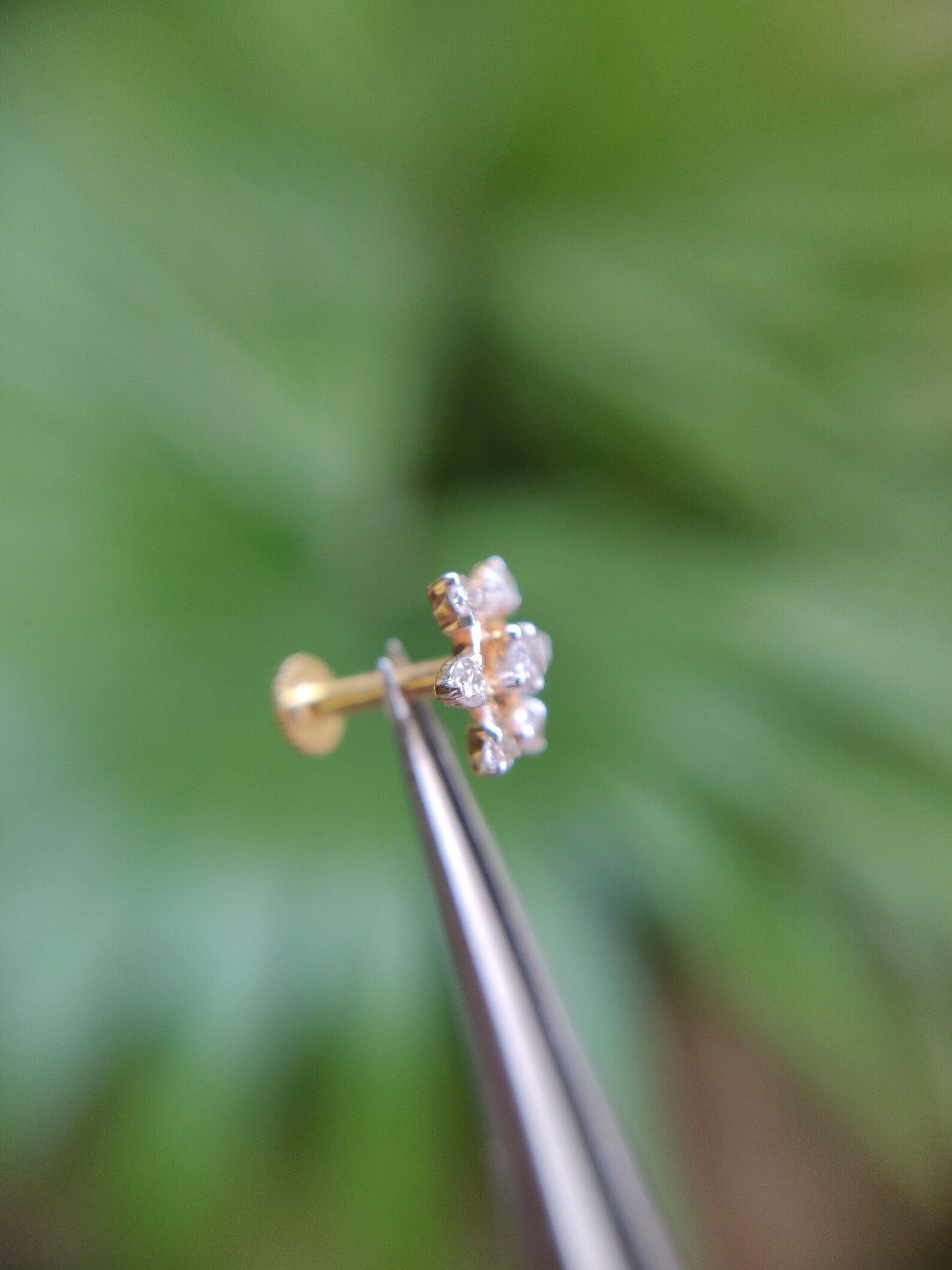 14K 18K Solid Gold Genuine Diamond Snowflake Cartilage Flower - Etsy