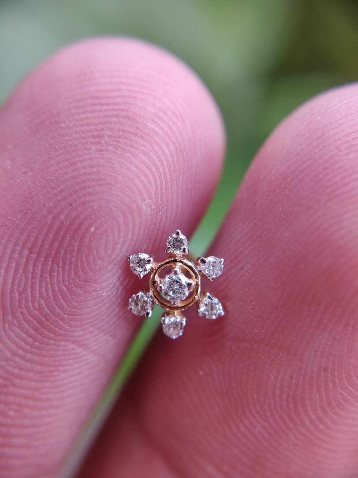 14K 18K Solid Gold Genuine Diamond Snowflake Cartilage Flower | Etsy