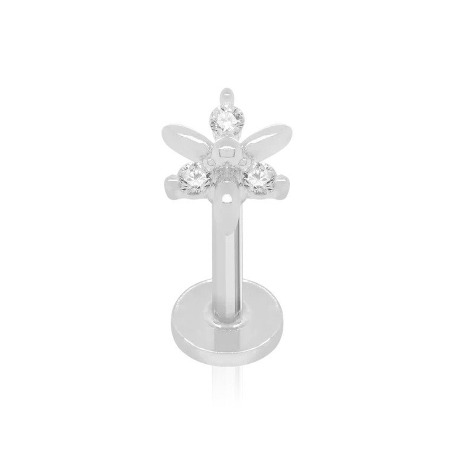 14K Gold Diamond Floral Stud Earring: Internally Threaded Piercing - Etsy