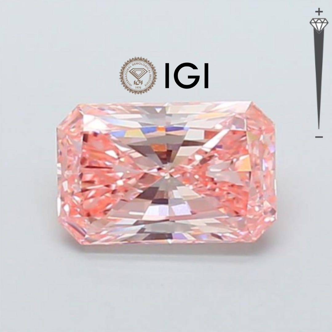 3.50ct Pink Radiant Cut Lab Diamond IGI Certified, Fancy Vivid Pink VVS ...