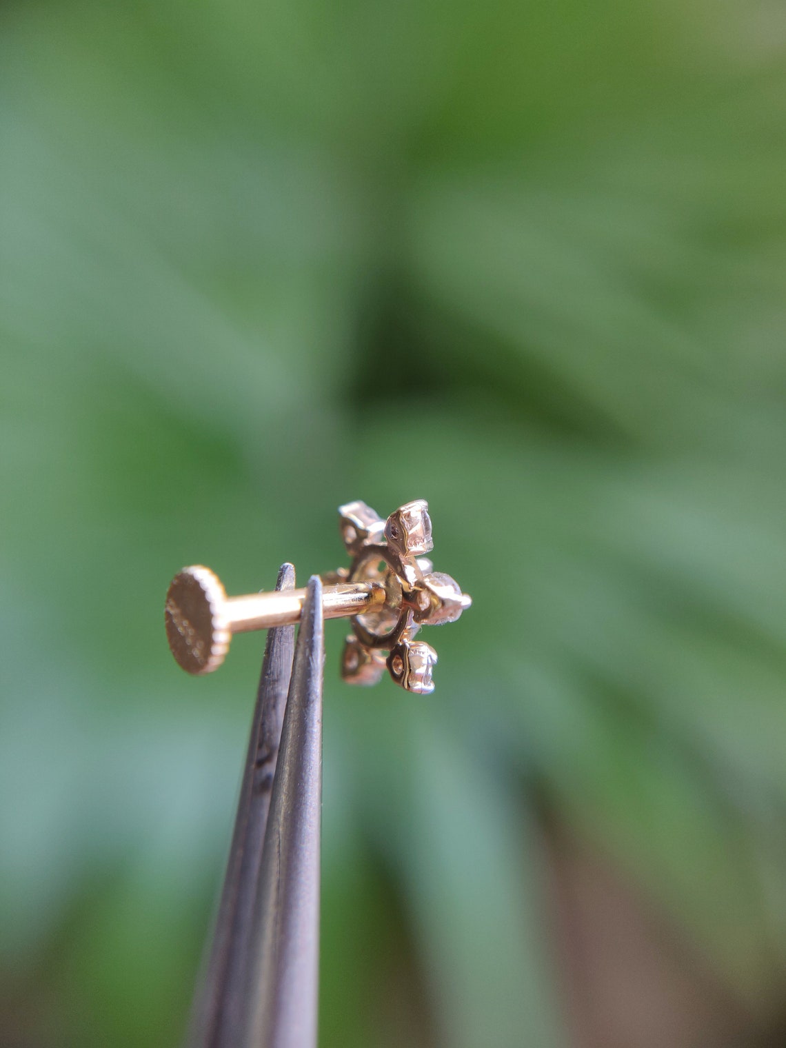14K 18K Solid Gold Genuine Diamond Snowflake Cartilage Flower | Etsy