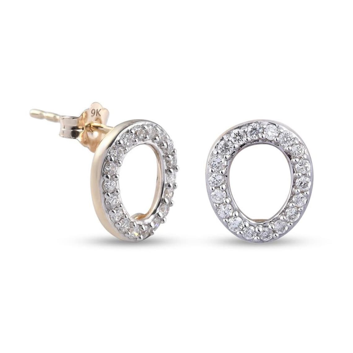 14Kt Gold Diamond Earrings Open Circle Diamond Earrings | Etsy