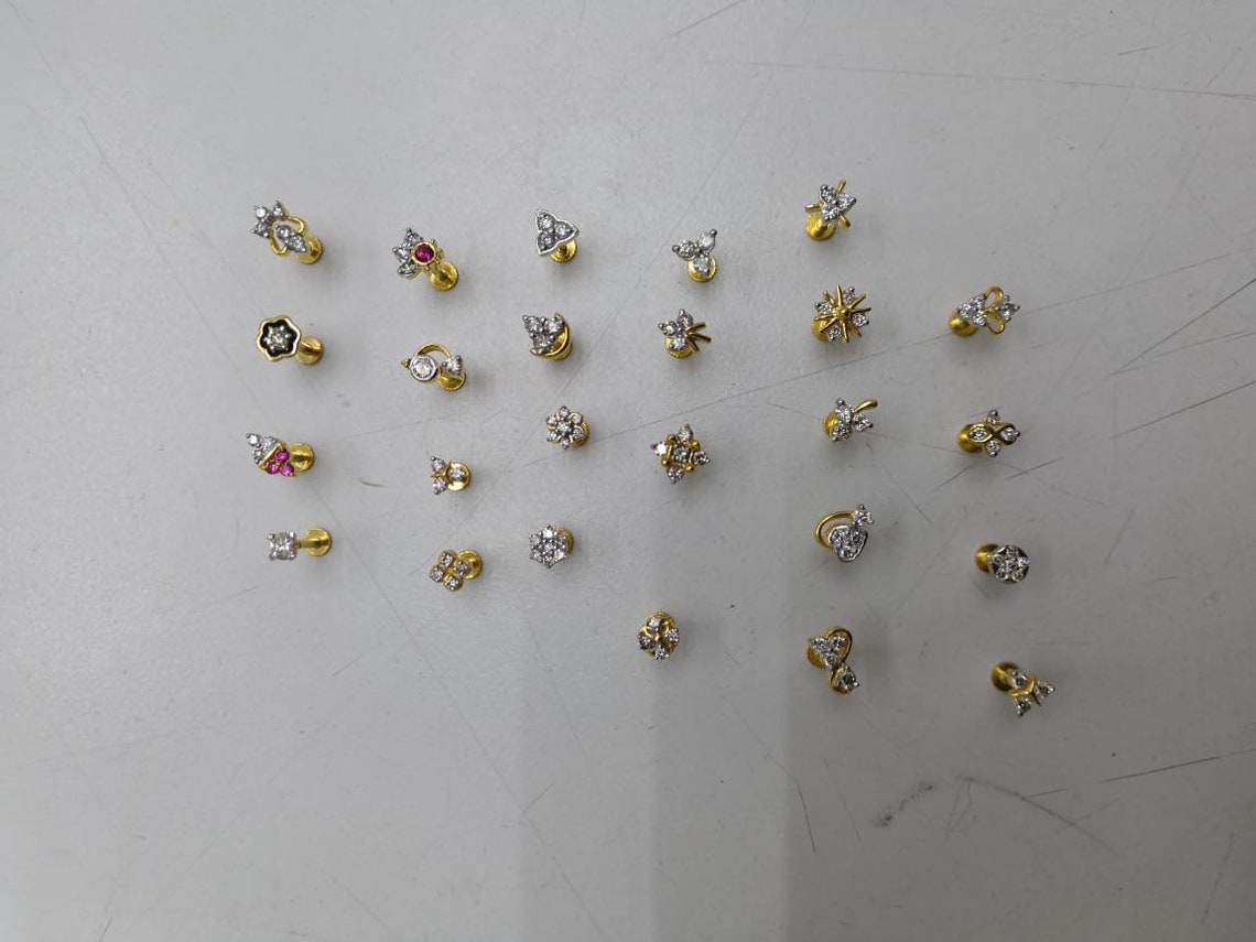 14K 18K Solid Gold Genuine Diamond Snowflake Cartilage Flower | Etsy