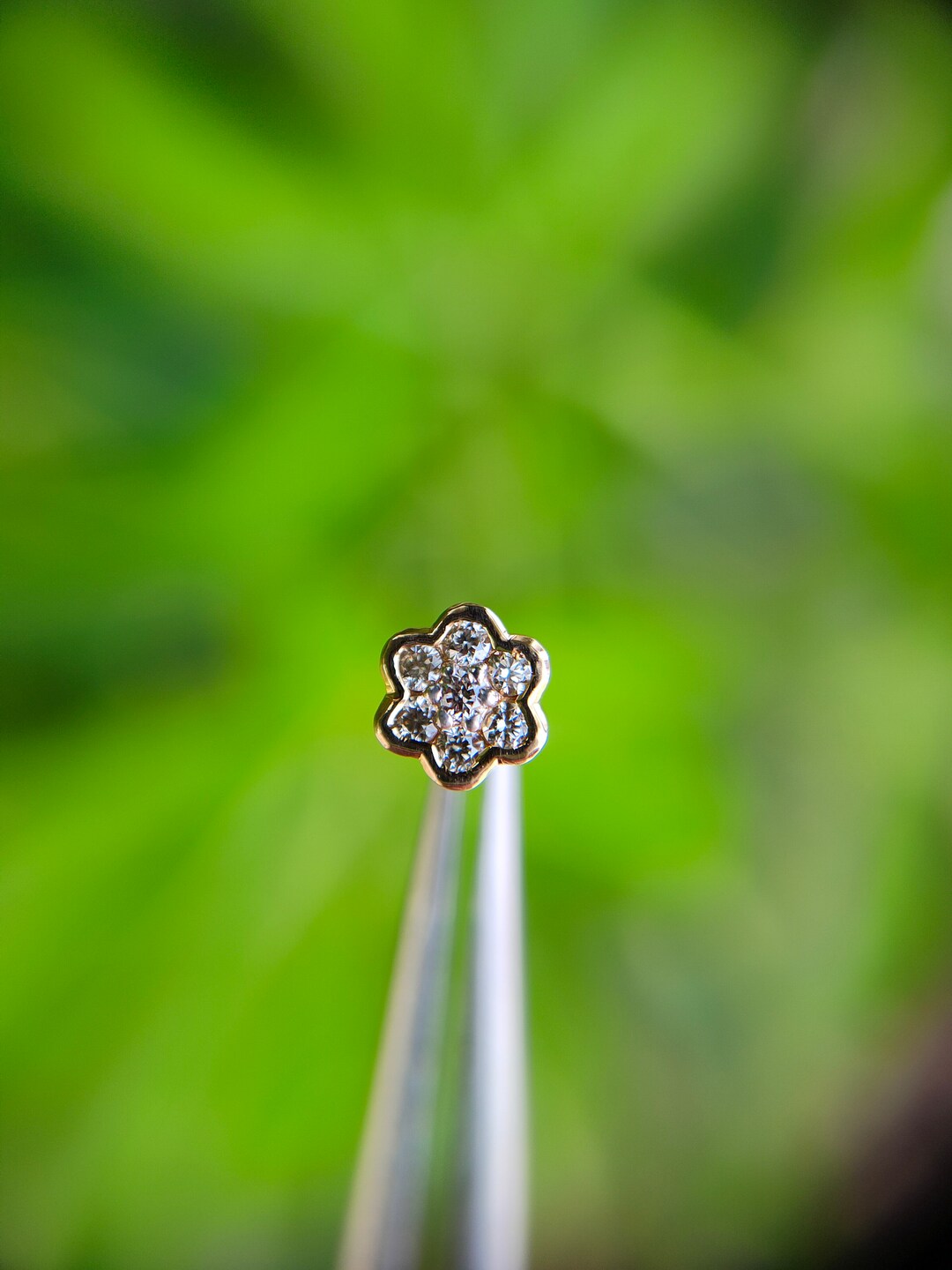 Genuine Diamond Flower Stud for Nose, Tragus, Lobe, Conch, 14K Gold 7 ...