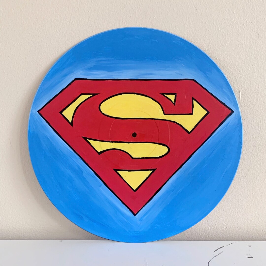 Super Man Logo Hand Pained Vinyl Record - Etsy