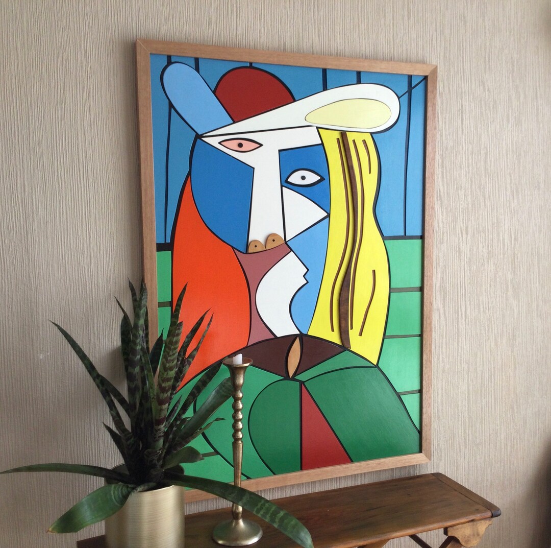 Pablo Picasso Inspired Portrait Modern Art Colourful Wall Hanging Wood ...