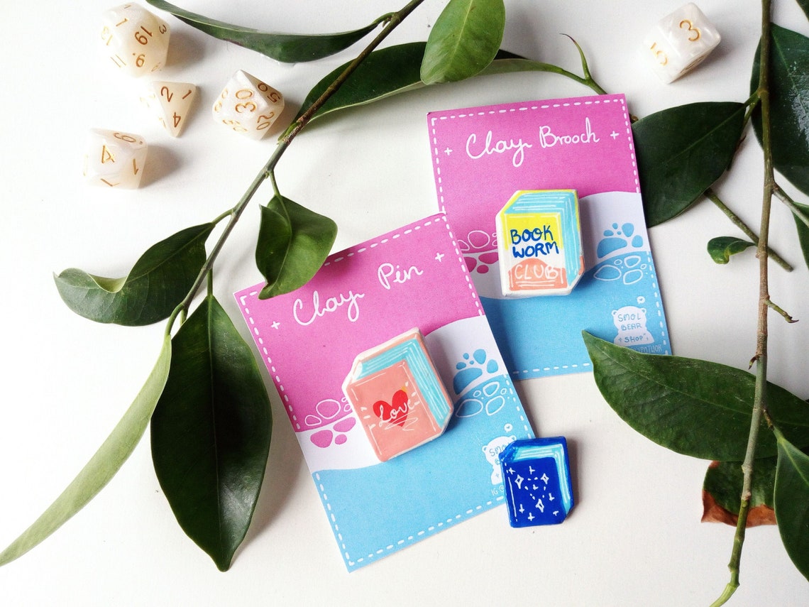Cute Handmade Book Clay Pin/pinbook - Etsy