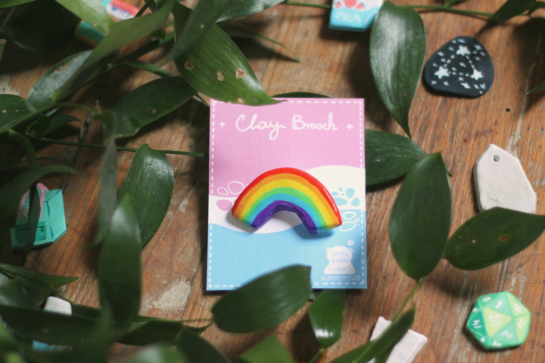 Handmade Rainbow Clay Brooch/ Necklace / Broszka Lub Zawieszka Tęcza - Etsy