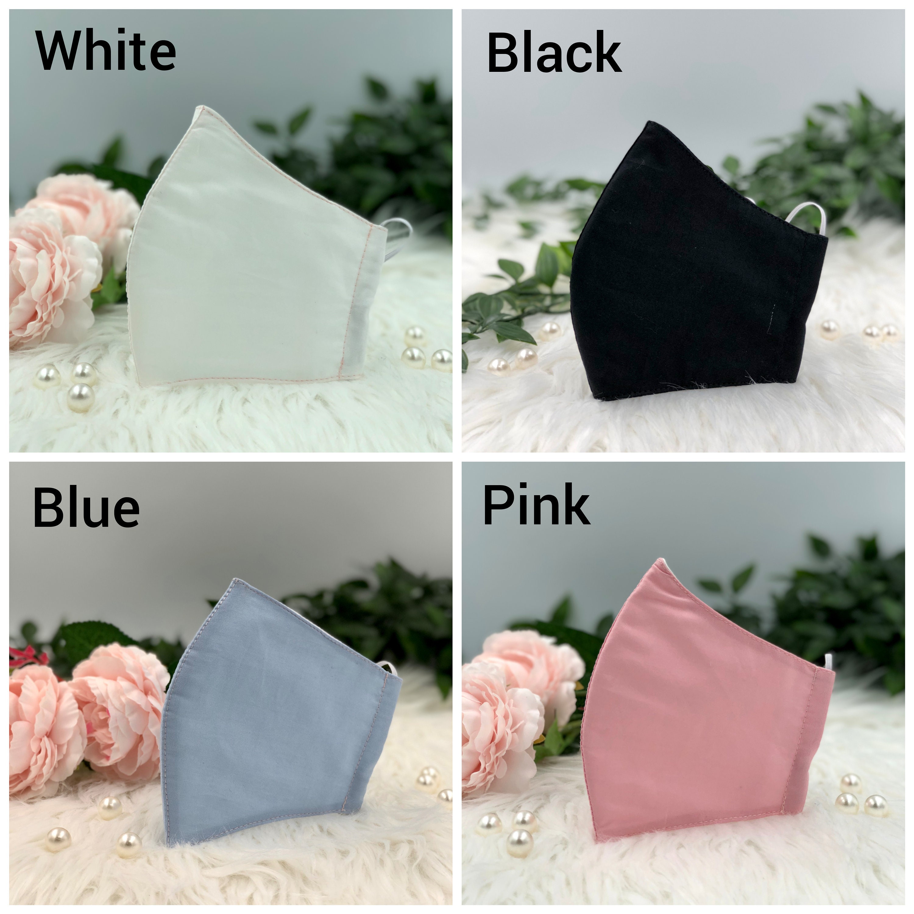100% Cotton Cute Hand-made Face Mask With Filter Pocket Triple Layer ...