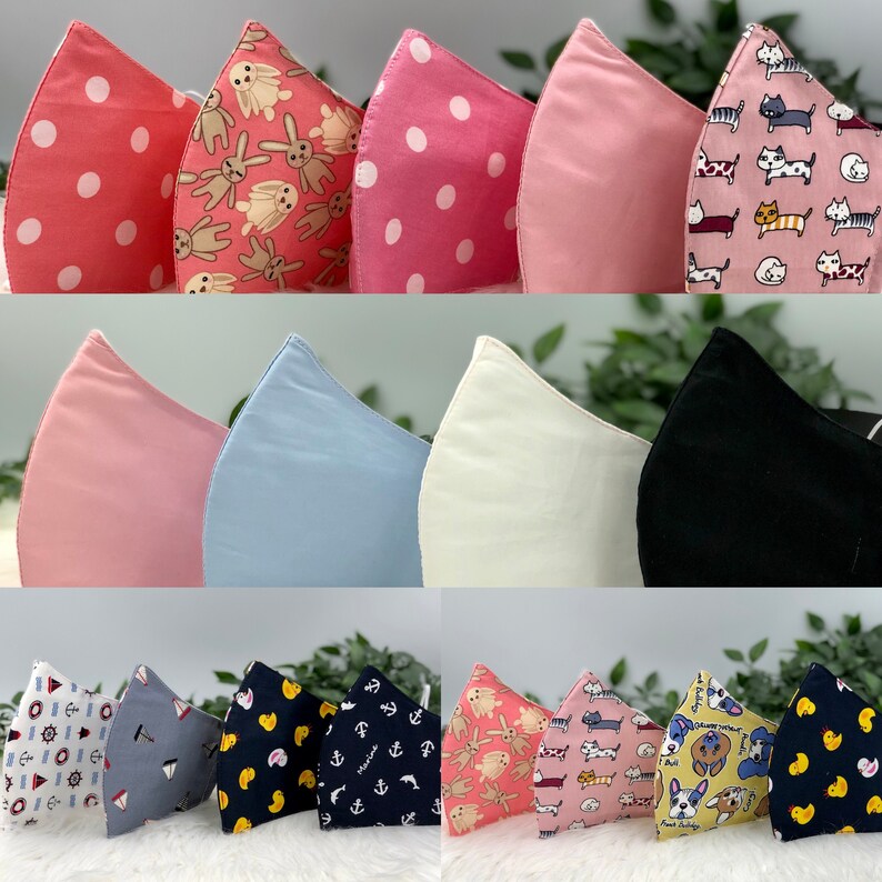 100% Cotton Cute Hand-made Face Mask With Filter Pocket Triple Layer ...