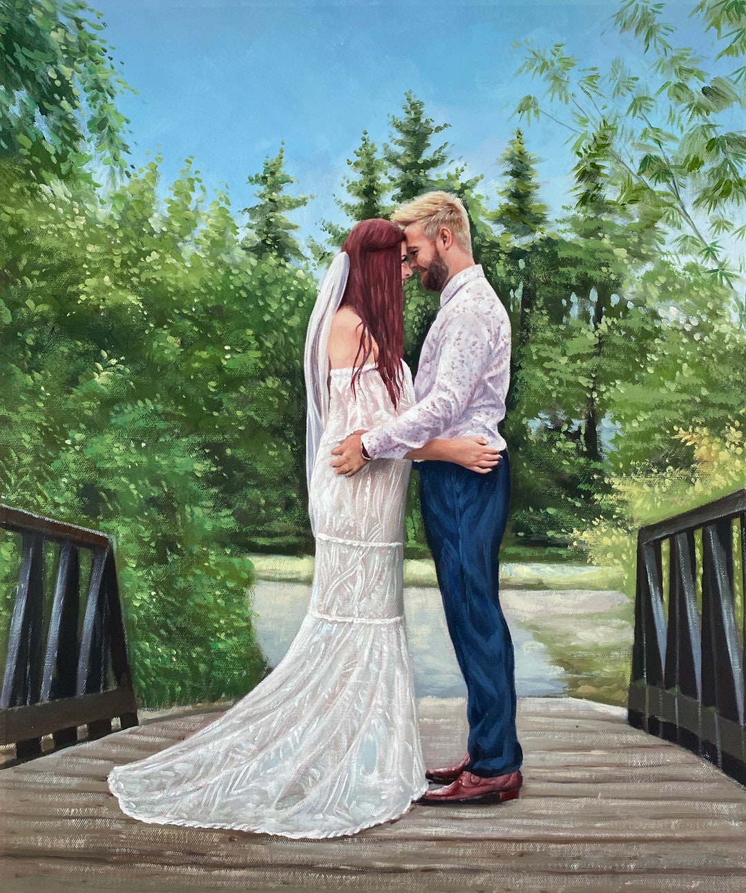 Custom Wedding Painting From Photo, Oil Portrait on Canvas, Couple ...