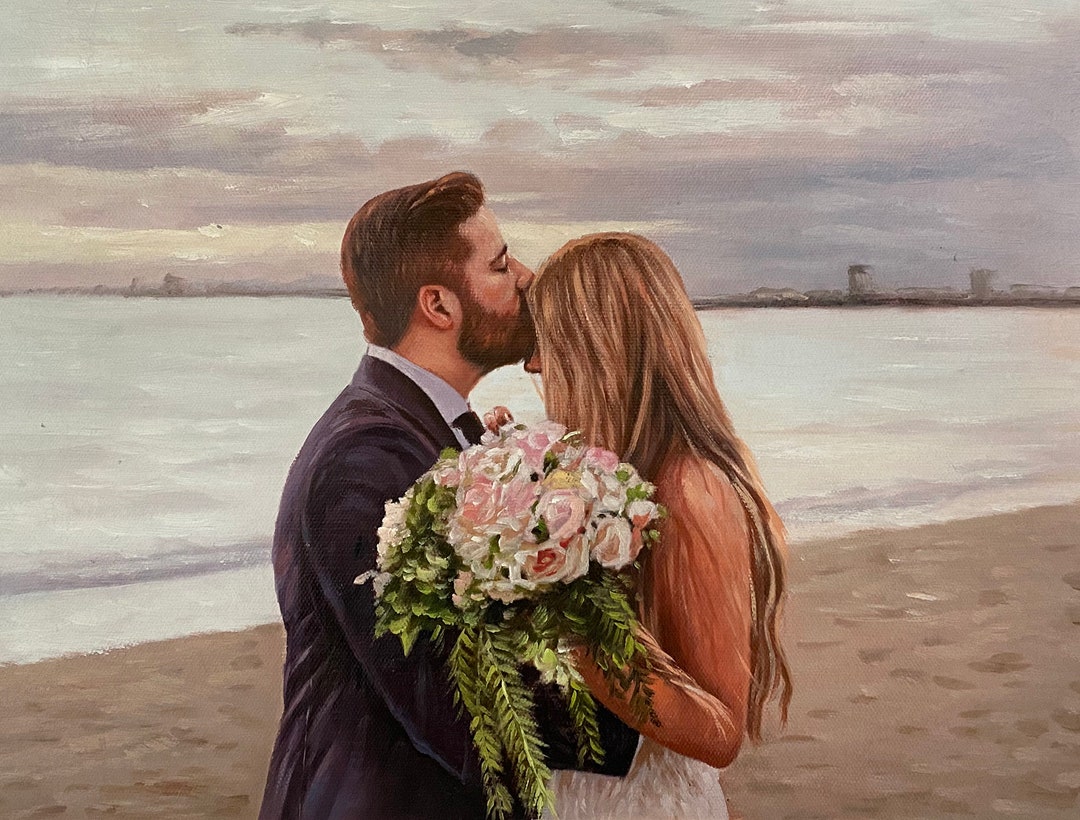Custom Canvas Oil Painting, Wedding Portrait From Photo, Wedding ...