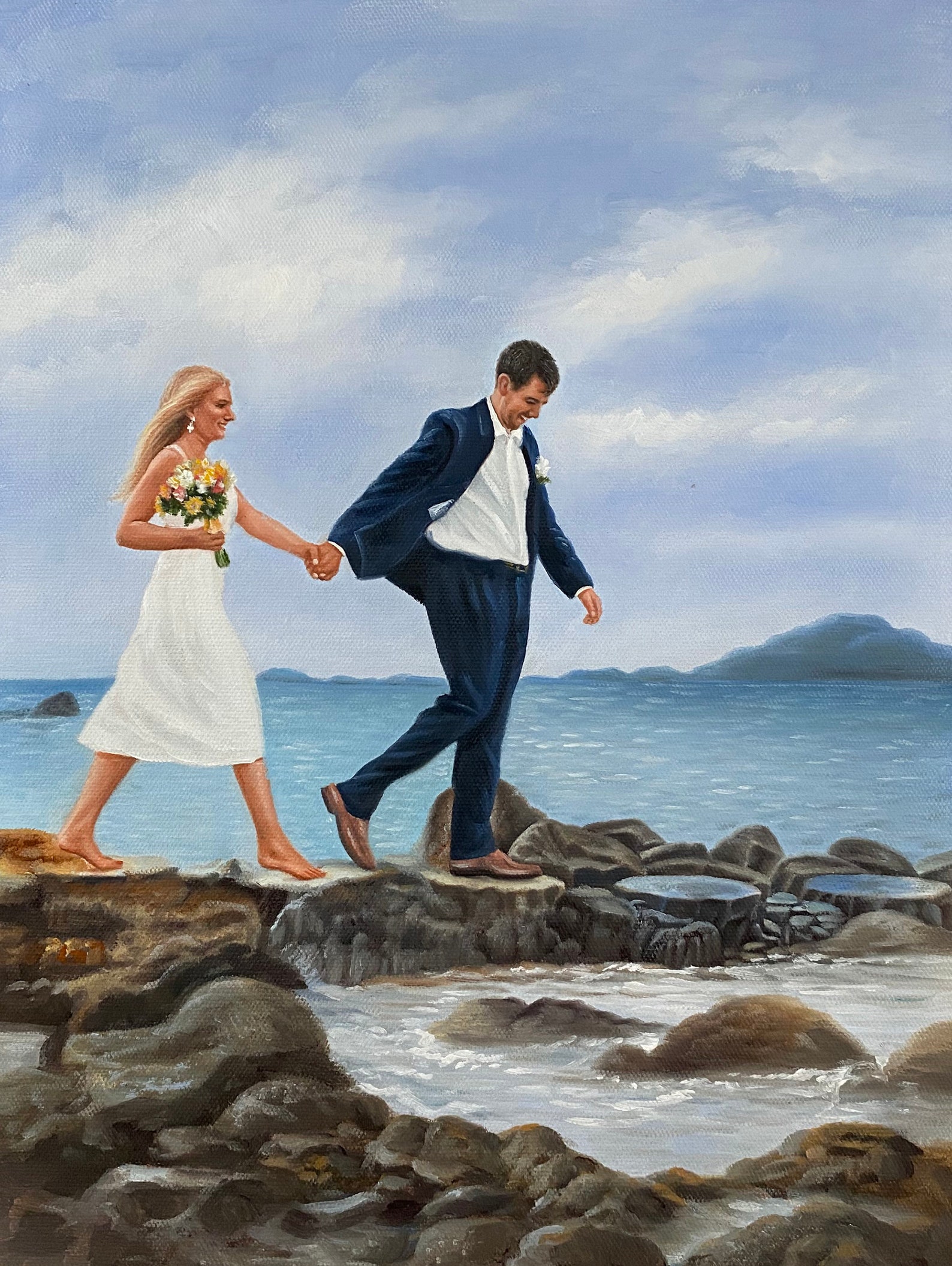Custom Wedding Portrait, Hand-painted Couples Portrait on Canvas ...