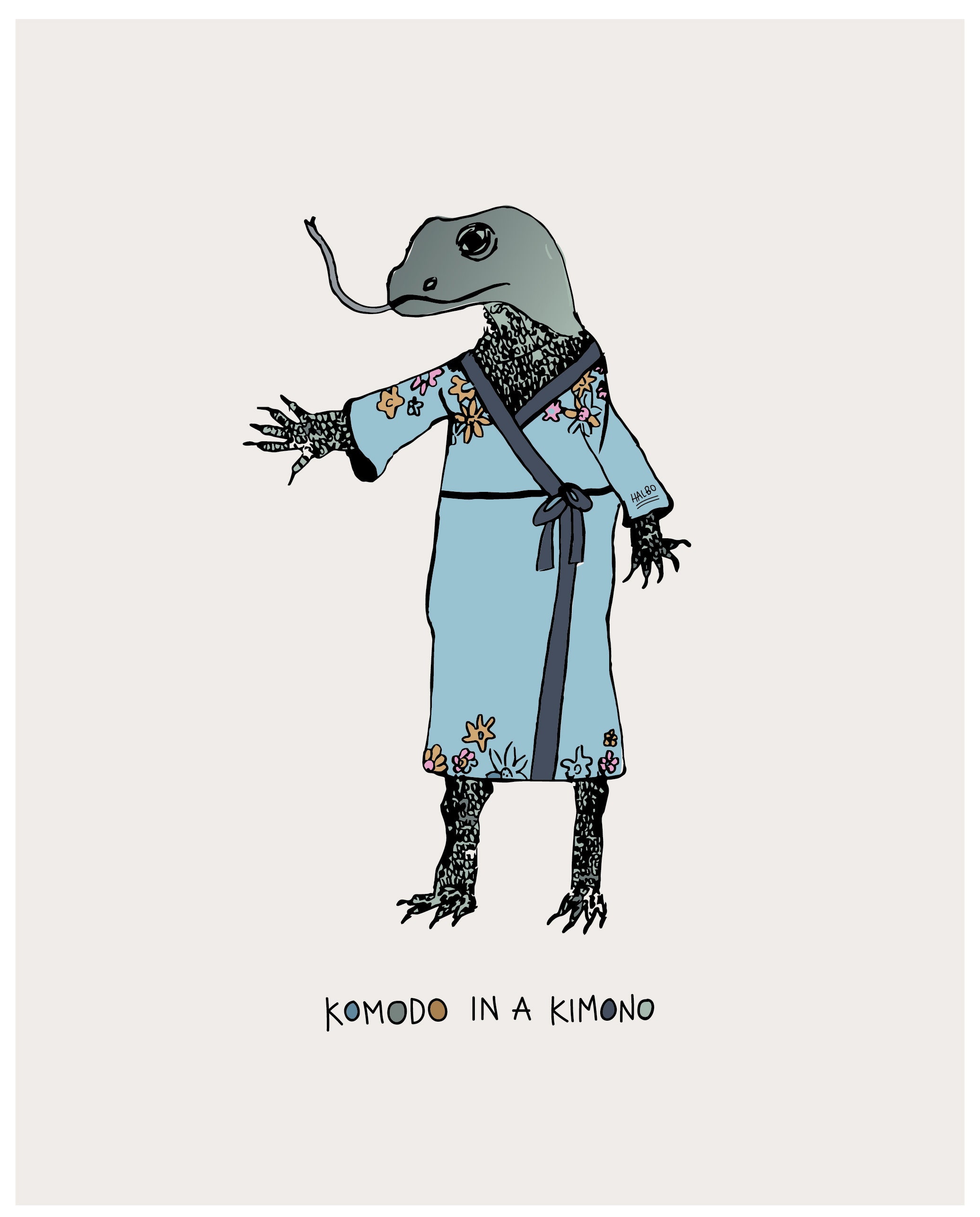 Komodo in a Kimono Art Print - Etsy