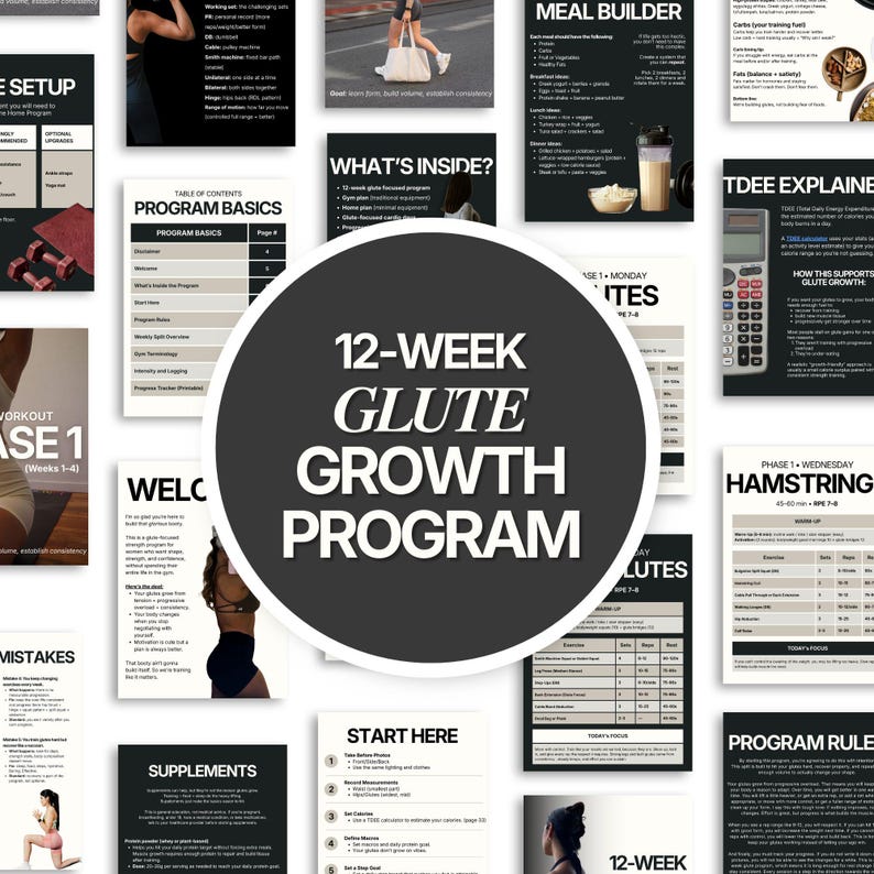 12-week Glute Growth Program: Gym & Home Workouts (PDF Download) - Etsy