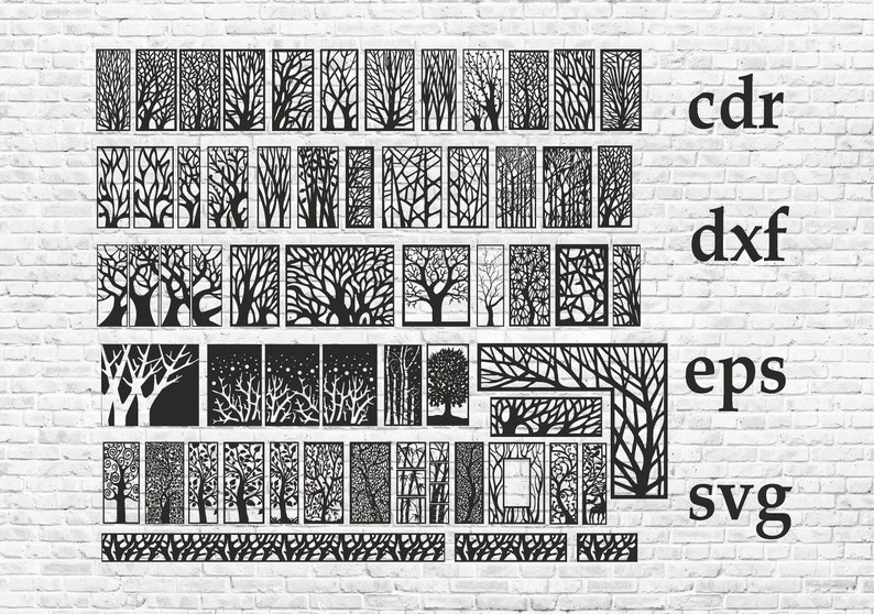 Panels Big Set 12. Panel Trees. Vector Files Cdr, Dxf, Eps, Svg - Etsy