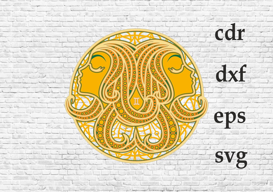 Gemini. 4 Layers Zodiac. Wall Art. Mandala. Layer. Cdr, Dxf, Eps, Svg ...