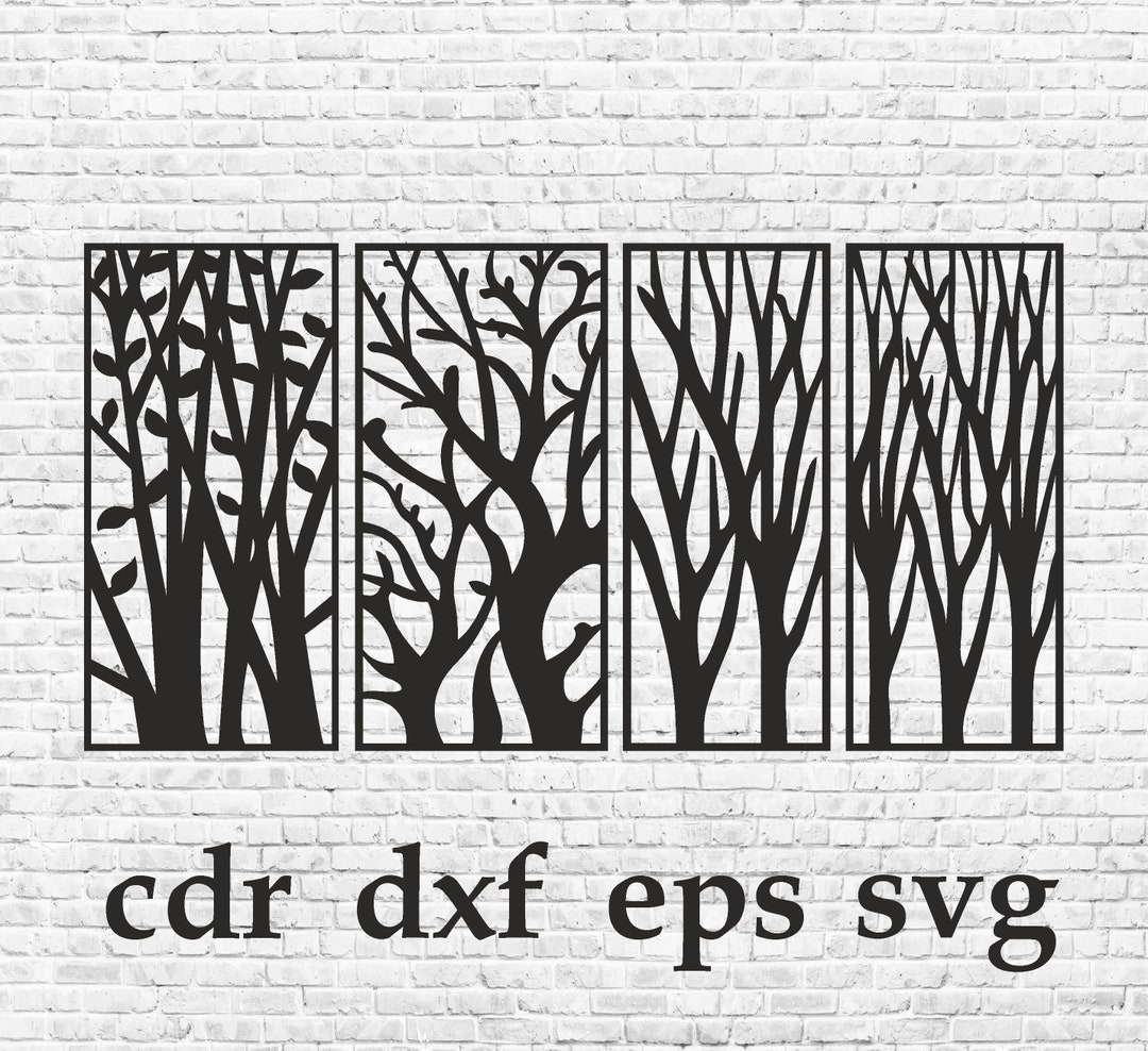 Panel Set 13. Trees. Vector Files Cdr, Dxf, Eps, Svg - Etsy