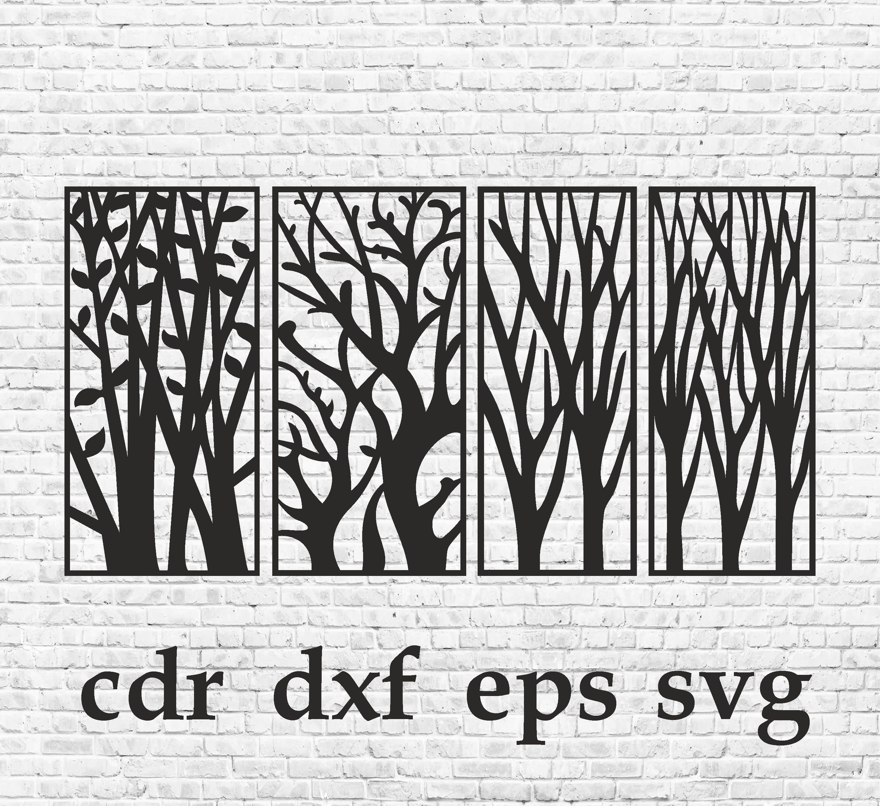Panel Set 13. Trees. Vector Files Cdr Dxf Eps Svg - Etsy