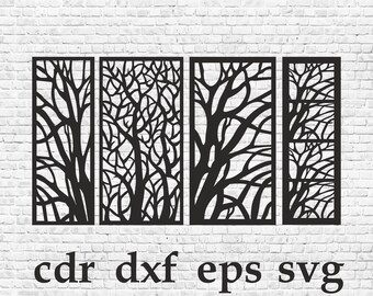 PDF, JPG, PNG, Svg Panel trees Set 10. Vector Files - Etsy