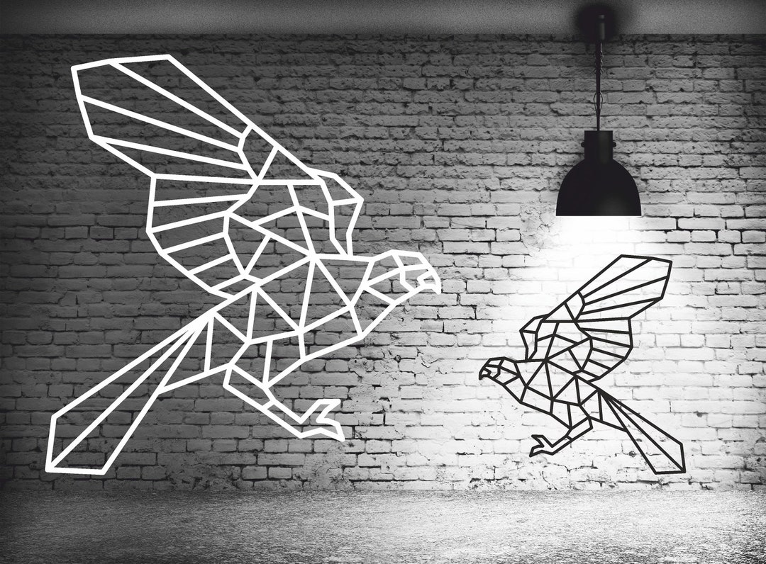 Polygon Wall Art P6. Geometric Flying Bird. Vector Cdr, Eps, Dxf, Svg ...