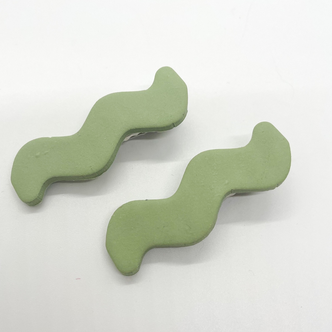 Squiggle Hair Clip, Sage Green Hair Accessories, Polymer Clay Barrettes ...