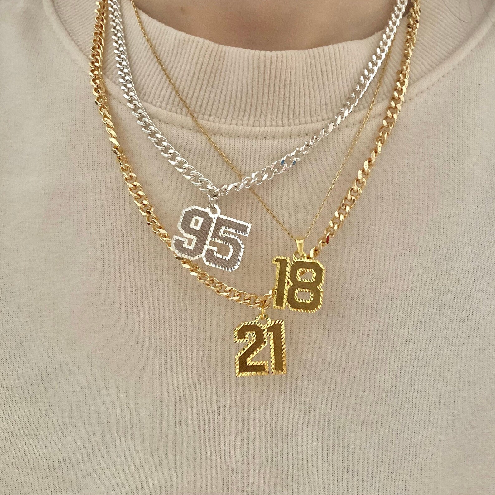 Number Necklace / Gold Number Pendant / Number Jewelry / | Etsy