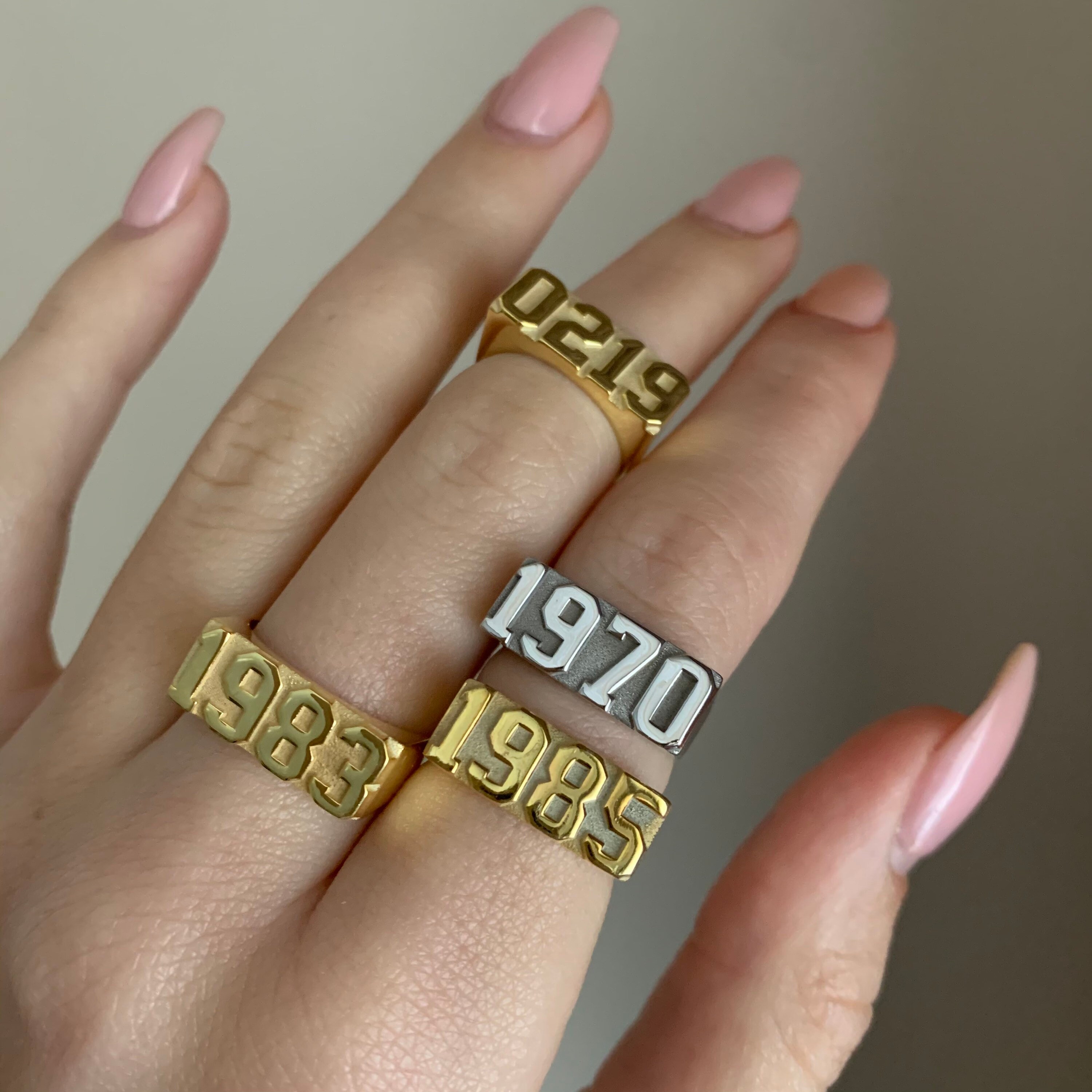 Year Ring / Name Ring / Date Ring / Birthday Ring / - Etsy
