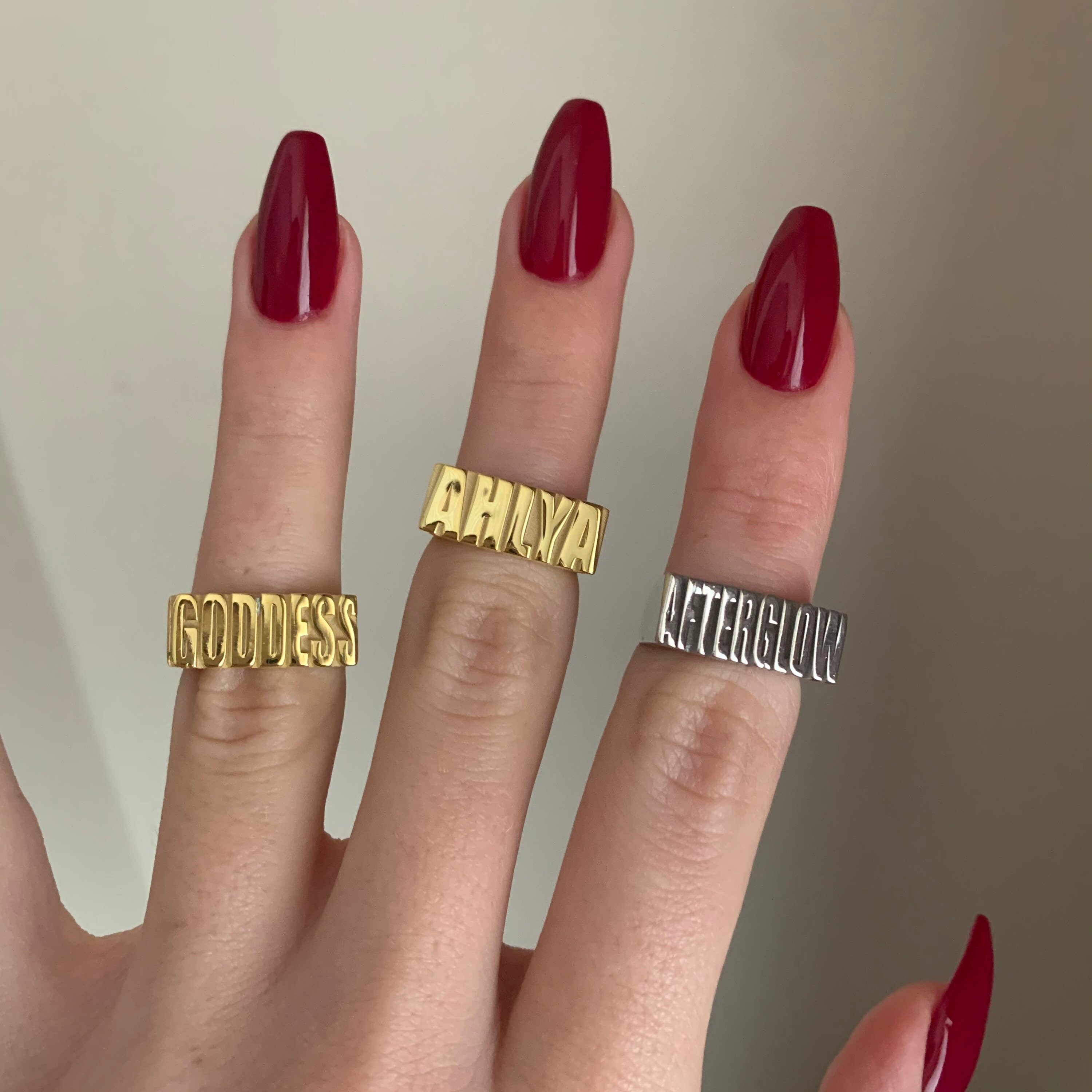 Year Ring / Name Ring / Date Ring / Birthday Ring / - Etsy