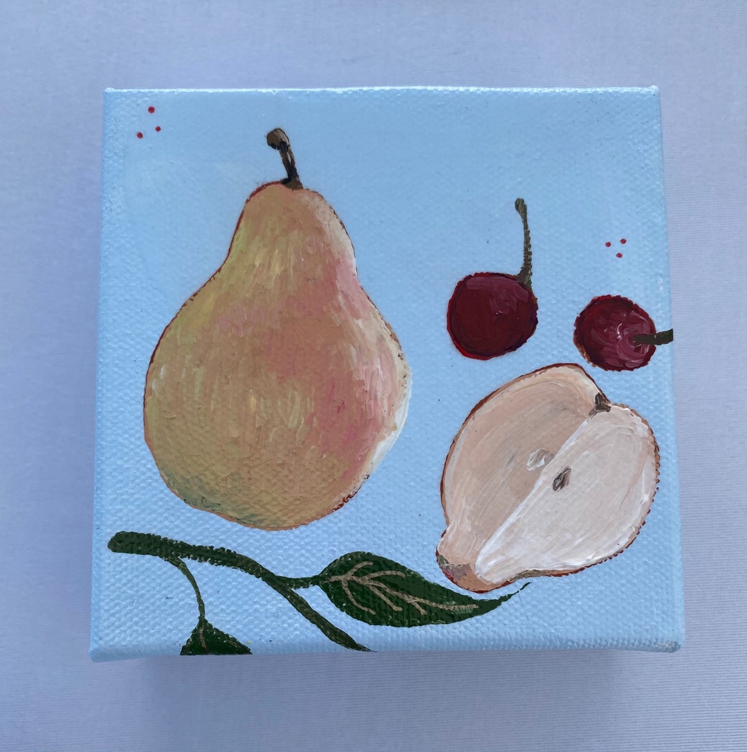 Pear & Cherry Mini Canvas - Etsy