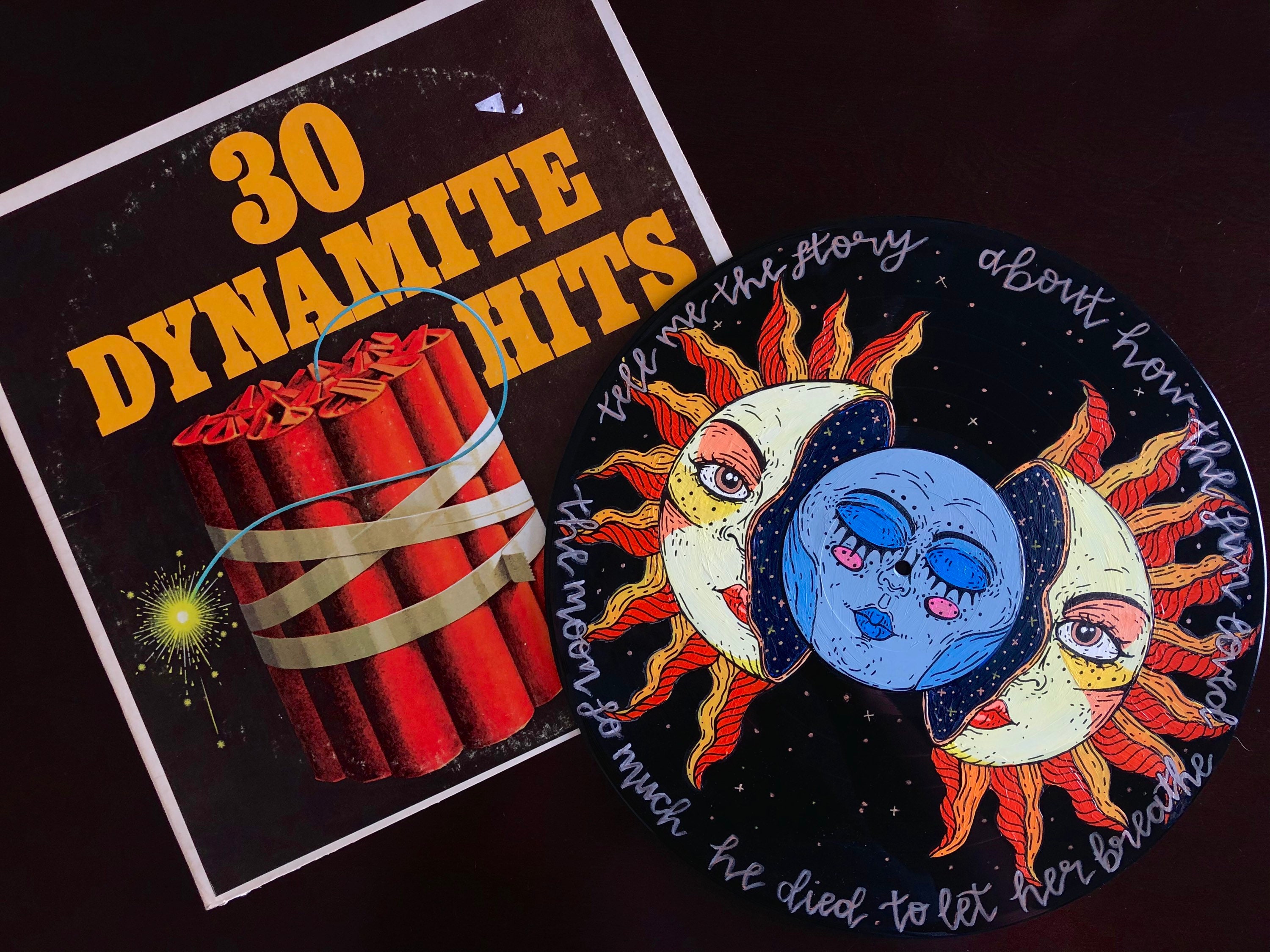 CUSTOM 12 Moon & Sun Vinyl Record Painting - Etsy
