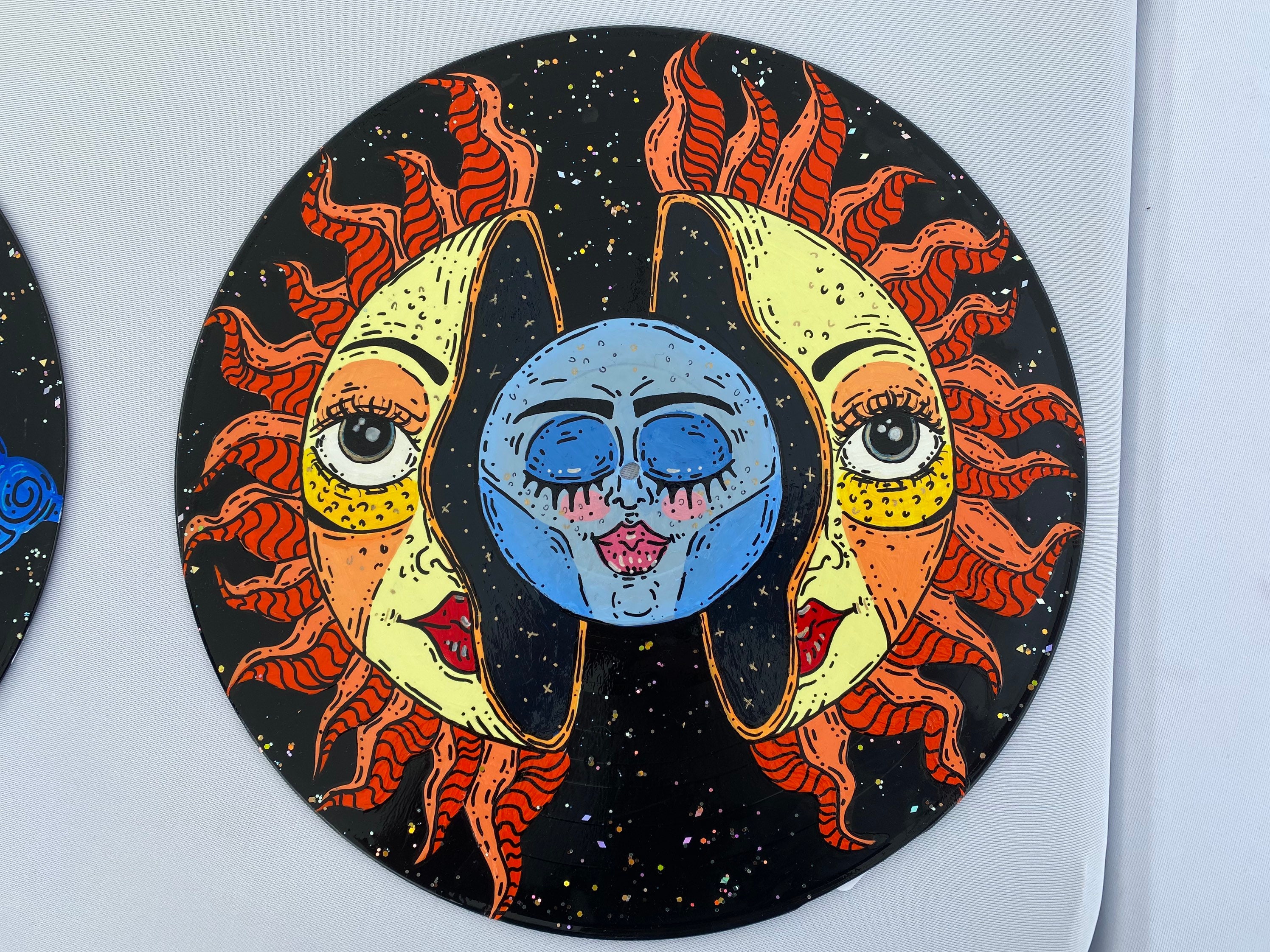 CUSTOM 12 Moon & Sun Vinyl Record Painting - Etsy