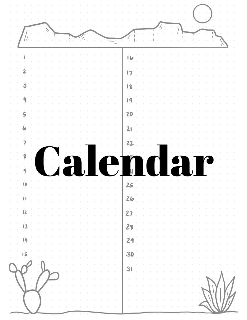 Desert Themed Bullet Journal Digital Download Printable Pack, Bullet ...