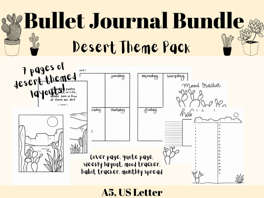 Desert Themed Bullet Journal Digital Download Printable Pack, Bullet ...